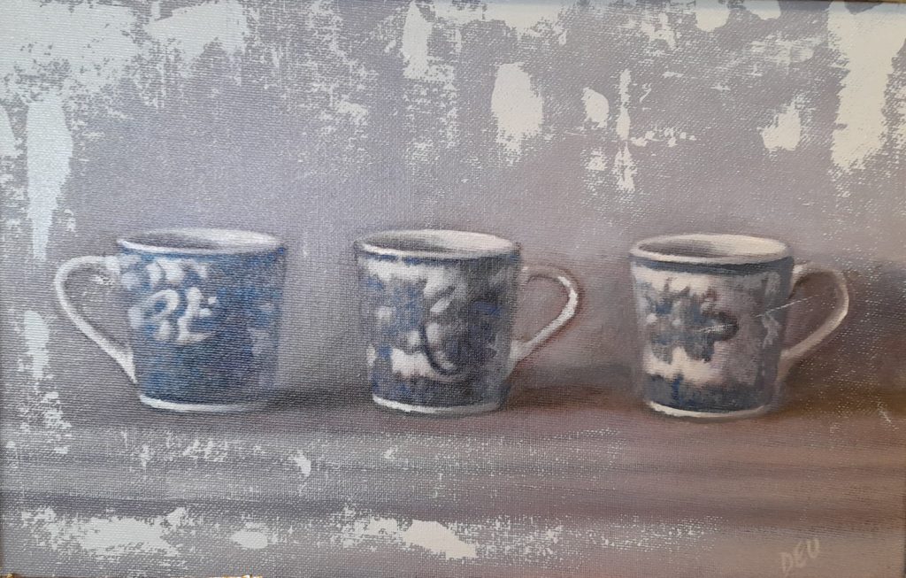 Blue and White coffee cups - Riverside Gallery & Framing